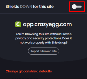 Brave Browser – Shield – Crazy Egg Support