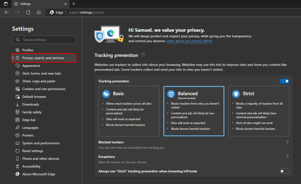 Edge Browser Privacy – Crazy Egg Support
